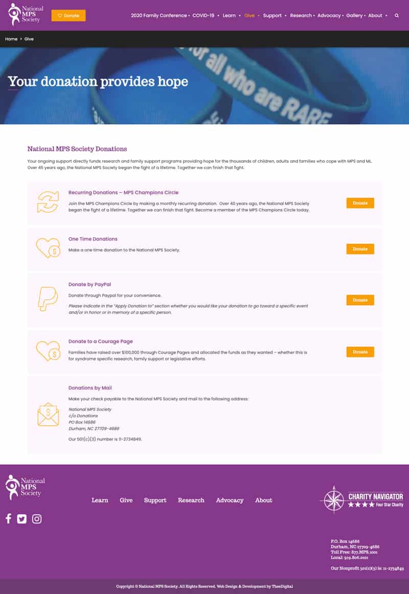 Website Redesign For National MPS Society - TheeDesign