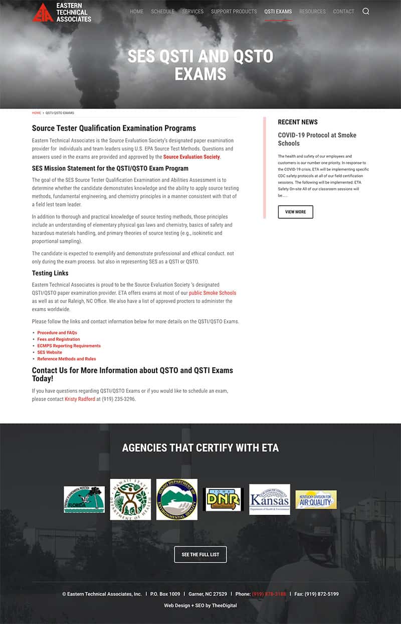 Eastern Technical Associates' WordPress Website Redesign