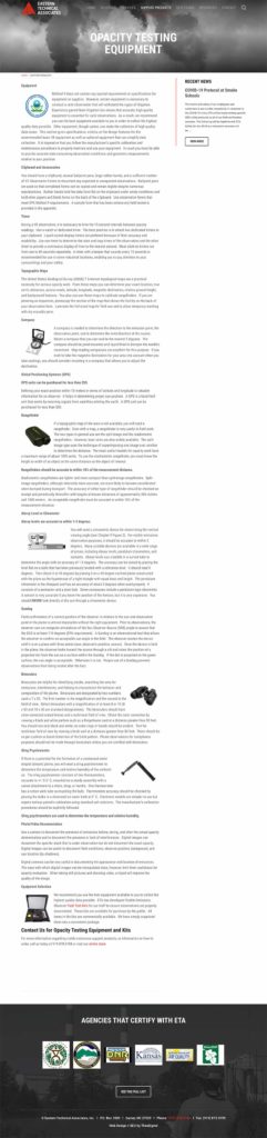 Eastern Technical Associates' WordPress Website Redesign