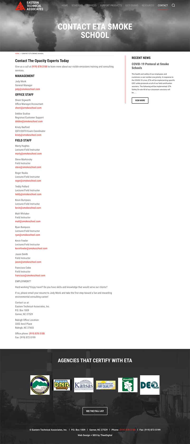 Eastern Technical Associates' WordPress Website Redesign