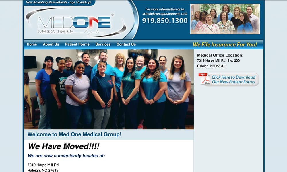 Med One Medical Group's New Healthcare Website